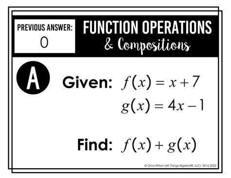 Function Operations And Compositions Scavenger Hunt All Things Algebra®
