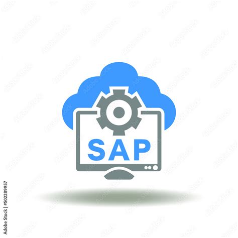 Vector Illustration Of Cloud And Computer Monitor With Gear And SAP Abbreviation Symbol Of SAP