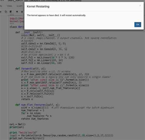 Pytorch The Kernel Appears To Have Died It Will Restart Automatically · Issue 2784 · Jupyter