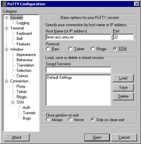 Putty Configuration
