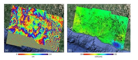 Sentinel 1 Wrapped A And Unwrapped B Co Seismic Interferogram Download Scientific Diagram