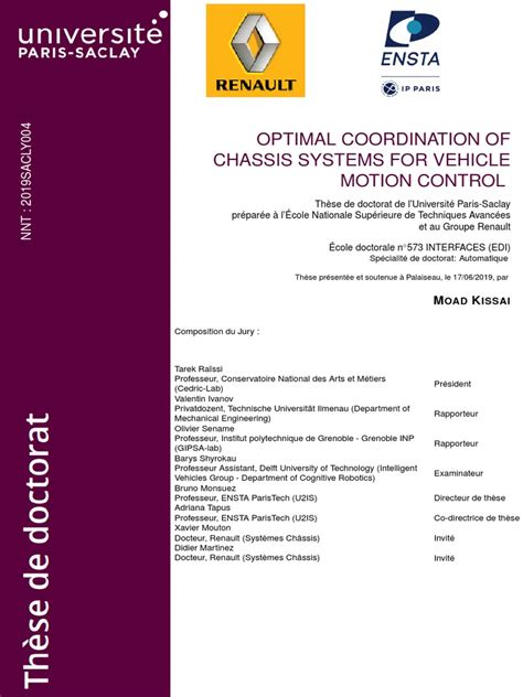 2019 Optimal Coordination Of Chassis Systems For Vehicle Motion Control