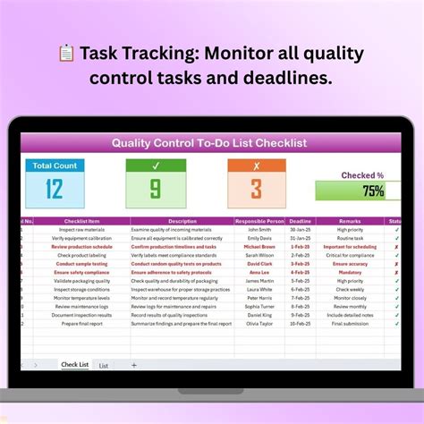 Excel Quality Control Checklist Construction Project Checklist