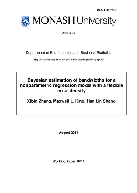 Pdf Bayesian Estimation Of Bandwidths For A Nonparametric Regression