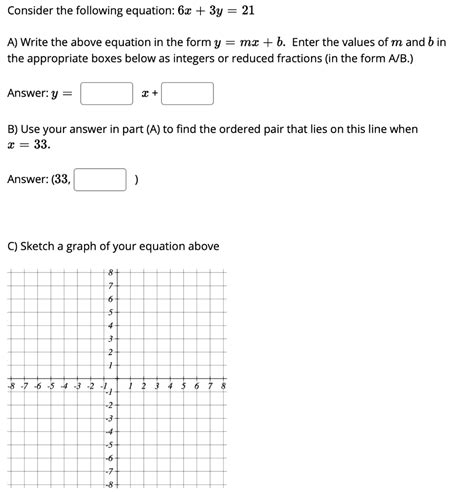 Solved Consider The Following Equation 6x 3y 21 A
