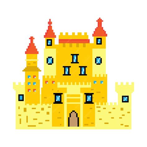 픽셀 빌딩 아케이드 게임 세계 및 픽셀 장면 프리미엄 벡터