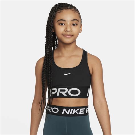 Buy Nike Pro Swoosh Girls Sports Bra Black White Nike Qatar Official