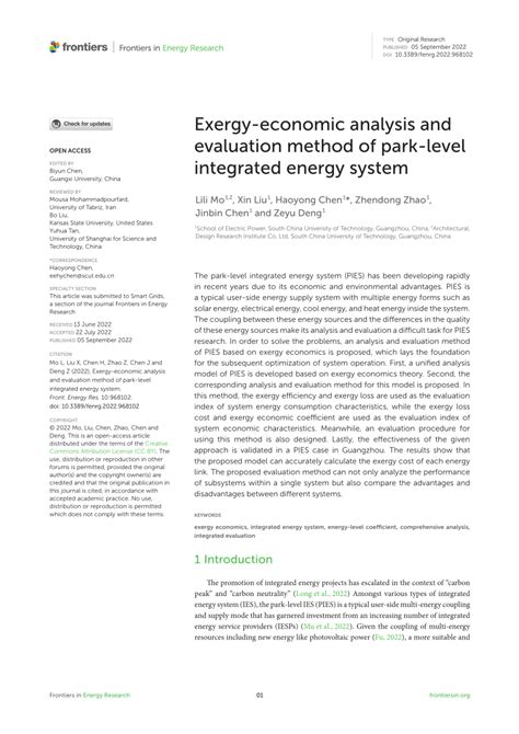 Pdf Exergy Economic Analysis And Evaluation Method Of Park Level Integrated Energy System