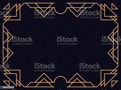 아르 데코 프레임 빈티지 선형 테두리 초대장 전단지 및 인사말 카드에 대한 템플릿을 디자인합니다 기하학적 황금 프레임 1920 년대의 스타일 1930 년대 벡터