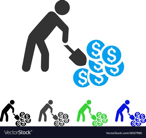 Money Mining Flat Icon Royalty Free Vector Image