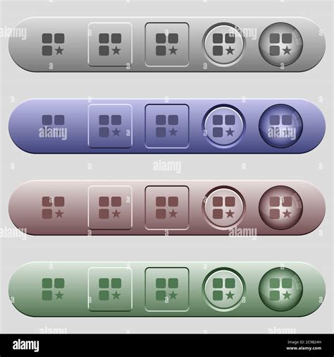 Rank Component Icons On Rounded Horizontal Menu Bars In Different Colors And Button Styles Stock