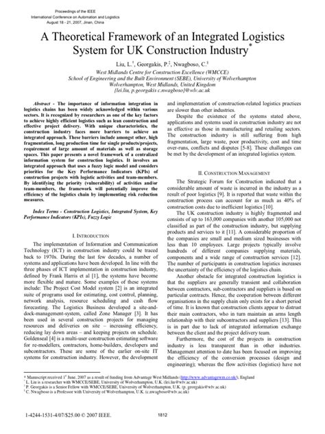 Liu Et Al A Theoretical Framework Of An Integrated Logistics System