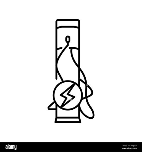 Charging Infrastructure Black Line Icon Vector Isolated Element