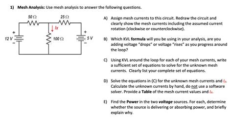 Solved 1 ﻿mesh Analysis Use Mesh Analysis To Answer The