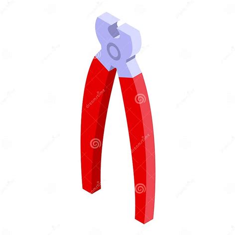 Red Pliers Tool With Metal Cutting Part Isolate On White Background Stock Illustration