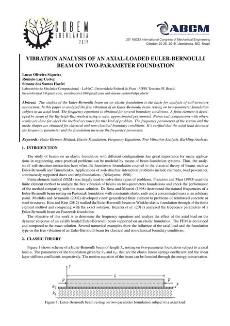 Pdf Vibration Analysis Of An Axial Loaded Euler Bernoulli Beam On Two