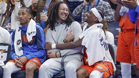Oklahoma City Thunder Forward Jaylin Williams 6 And Guard Shai