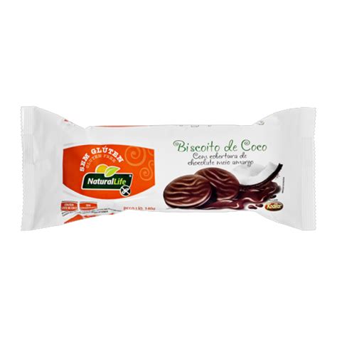 Saudáveis Biscoito Sabor Coco Coberto Com Chocolate Kodilar 140g