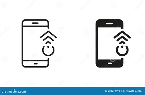 Swipe On Smartphone Line And Silhouette Black Icon Set Gesture Up On Mobile Phone Pictogram