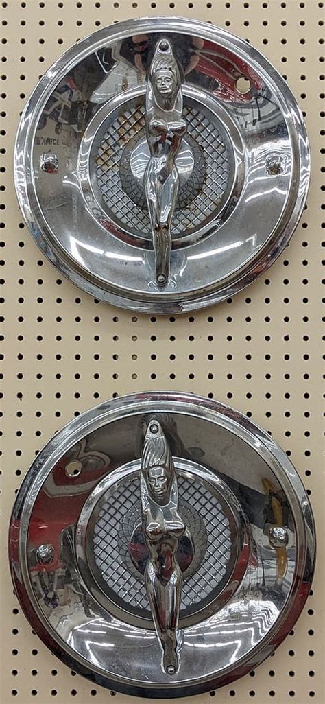 Art Deco Style Nude Lady Chrome Hubcaps Auction