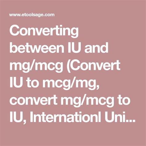 Iu To Cc Conversion Chart
