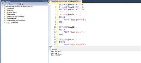 Sql Serverda Sign Fonksiyonu Kullanarak Sayının Sıfır Pozitif Ya Da Negatifliğini Kontrol