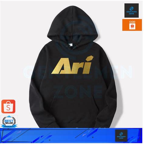 เสื้อฮู้ด Ari แบบสวม สกรีนทอง ขาว เสื้อกันหนาว เสื้อกันลม แบบสวม Shopee Thailand