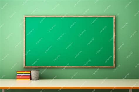 Premium Ai Image Ai Generated Blank Green Blackboard With Class Table