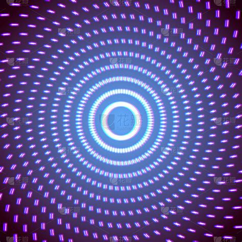 明亮闪亮的霓虹线背景与短笔画圆圈