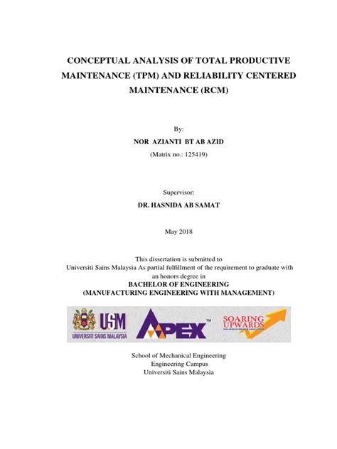 Conceptual Analysis Of Total Productive Maintenance Tpm And Reliability Centered Maintenance