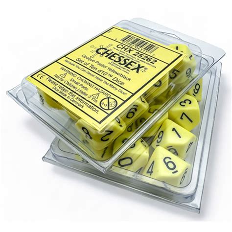 D10 Dice Set Opaque Pastel Yellow 10 Dice The Relentless Dragon Game Store