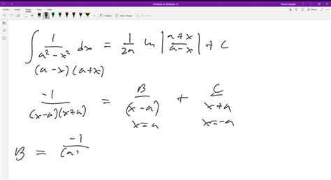 solved use partial fractions to derive the integration formula ∫ 1 a