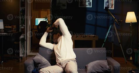 Annoyed Gamer Raging In Frustration After Losing Mission While Playing Videogame On Gaming