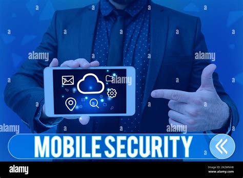 Sign Displaying Mobile Security Business Showcase Protection Of Mobile