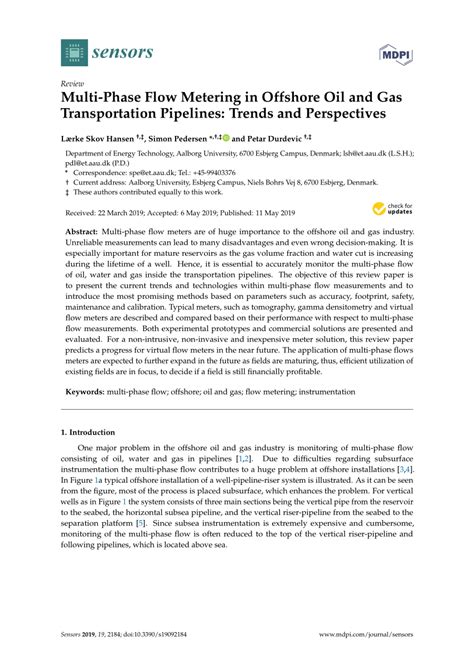 Pdf Multi Phase Flow Metering In Offshore Oil And Gas Transportation Pipelines Trends And