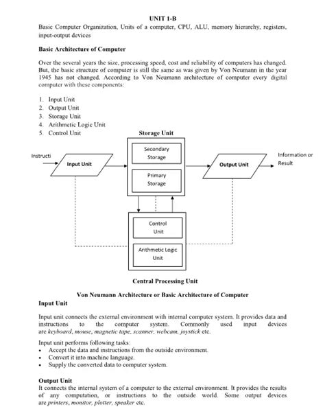 Unit 1 B Basic Computer Organization Units Of A Computer Cpu Alu