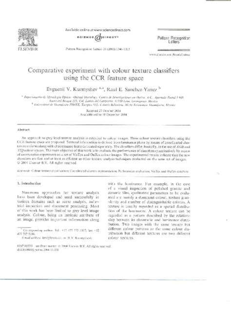Pdf Comparative Experiment With Colour Texture Classifiers Using The Ccr Feature Space