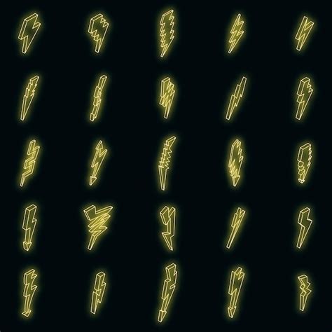 Premium Vector Lightning Bolt Icons Set Vector Neon