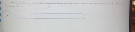 Solved At The End Of DNA Replication The Cell Makes Sure Chegg