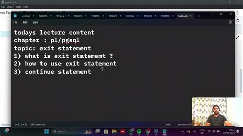 Postgresql Exit Continue Statement Array In Detail Youtube