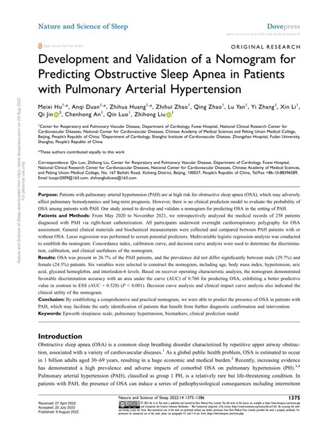Pdf Development And Validation Of A Nomogram For Predicting