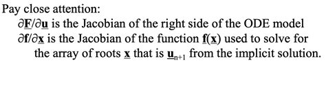 solved def backward euler func jac tspan 0 num steps