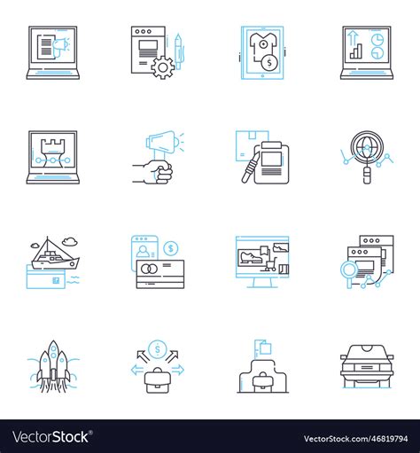 Banking Sector Linear Icons Set Finance Royalty Free Vector