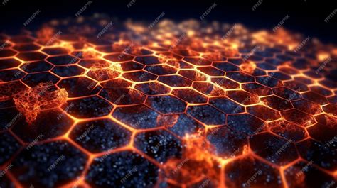 Premium Ai Image Hexagonal Nano Grid Molecular Network Of Connected