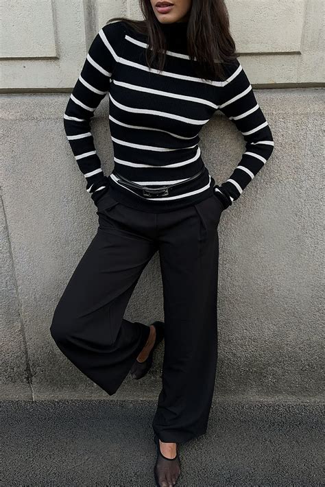 High Waisted Wide Leg Suit Pants Black Na Kd