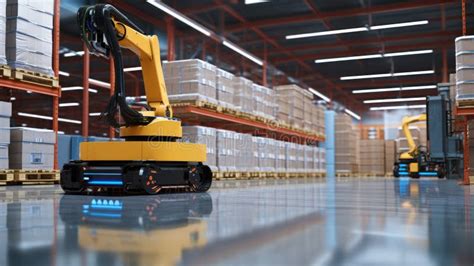 Automated Retail Warehouse With Robots Efficiently Sorting Parcels