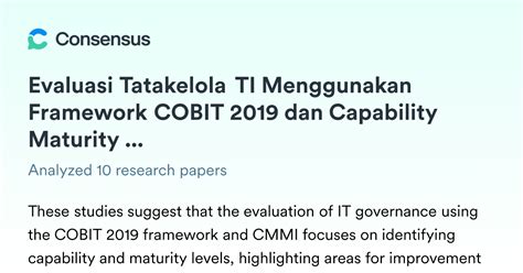 Evaluasi Tatakelola Ti Menggunakan Framework Cobit 2019 Dan Capability Maturity Model