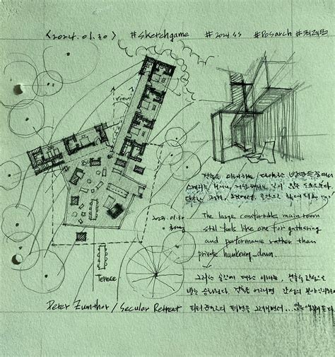 Posarch Sketchgame 2024ss 스케치게임 N001 시작이반 건축사최제용 포스건축사사무소 ~ 맘에드는 건축가 건츅작품들의 건축을 스케치로