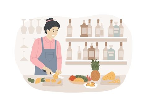 Premium Vector Making Bar Preparations Isolated Cartoon Vector