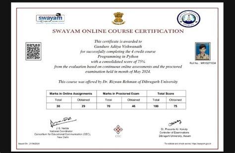Aditya Gundure On Linkedin Swayam Python Course This Is A Valuable Achievement That Shows Your